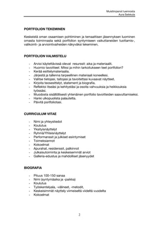 Aura Seikkula: Kuvataiteilijan portfolio, CV ja Artist Statement | PDF