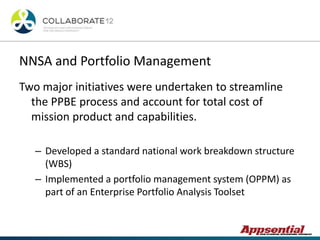 Portfolio management and the ppbe process at the department of energy ...