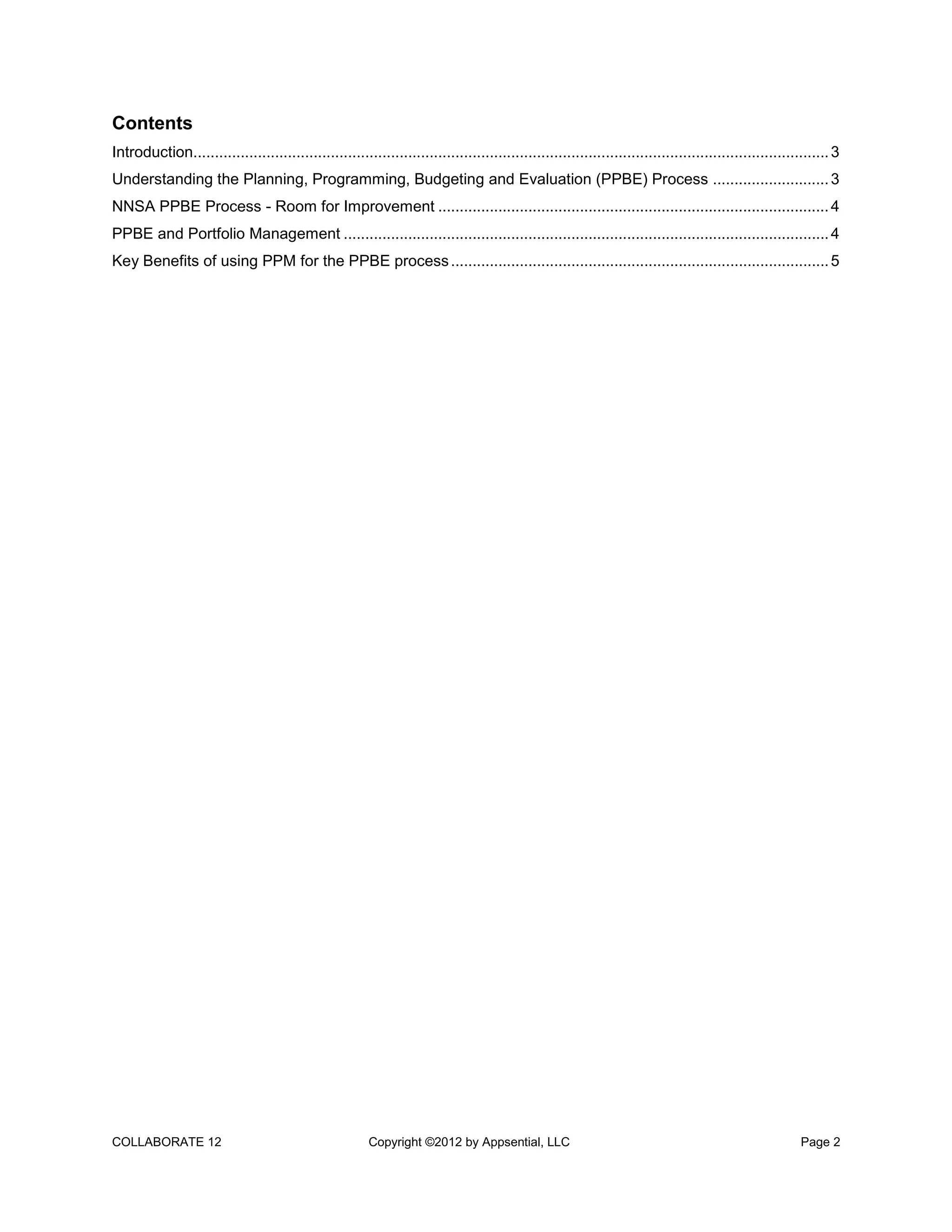 Portfolio management and the ppbe process at the department of energy white paper | PDF
