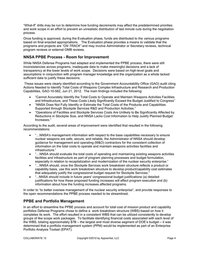 Portfolio management and the ppbe process at the department of energy white paper | PDF