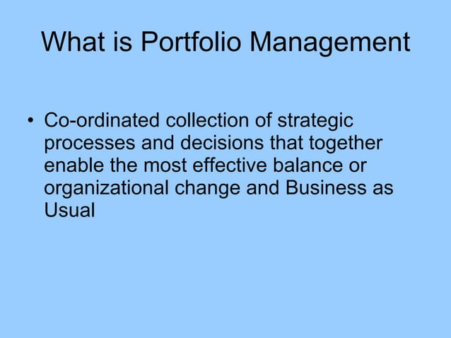 What is Portfolio Management | PPT
