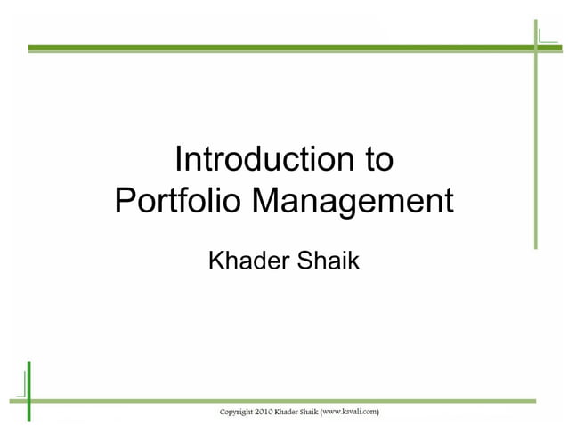 Introduction to Portfolio Management | PPT