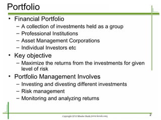 Introduction to Portfolio Management | PPT