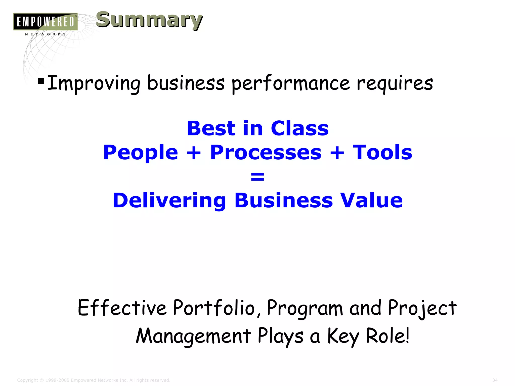 Improved Business Performance Through Effective Portfolio Management | PPT