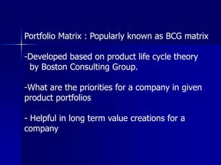 Portfolio matrix | PPT