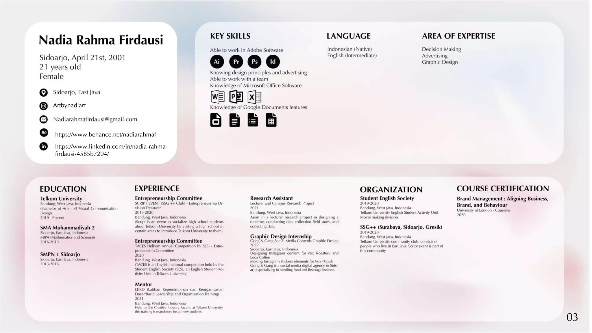 PORTFOLIO_Nadia Rahma Firdausi | PDF | Desktop Publishing | Computer ...