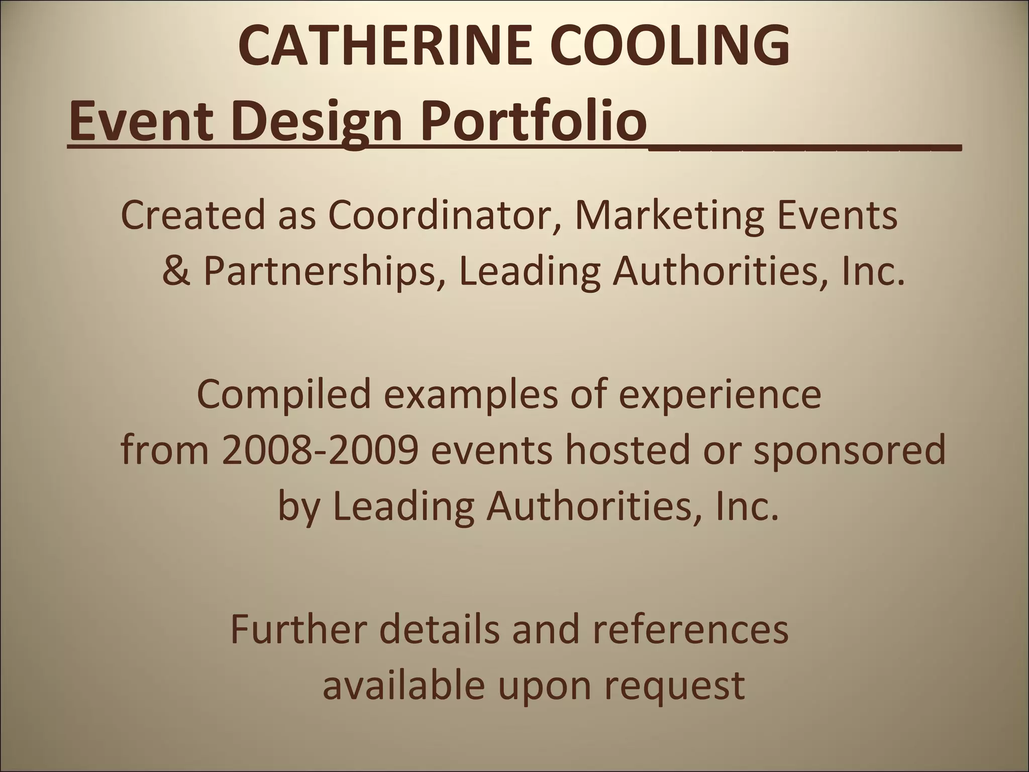 Event Design Portfolio | PPT