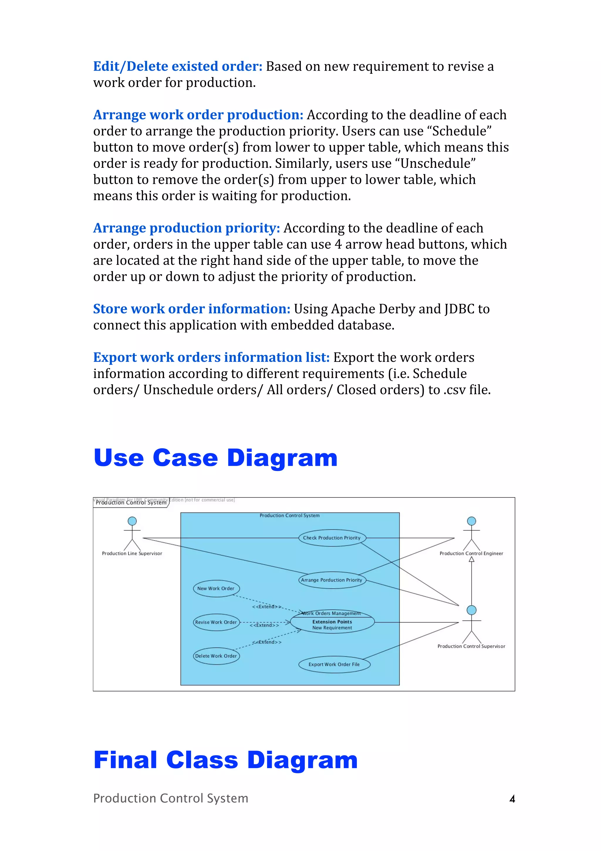 Java Application Portfolio(Production control system) | PDF