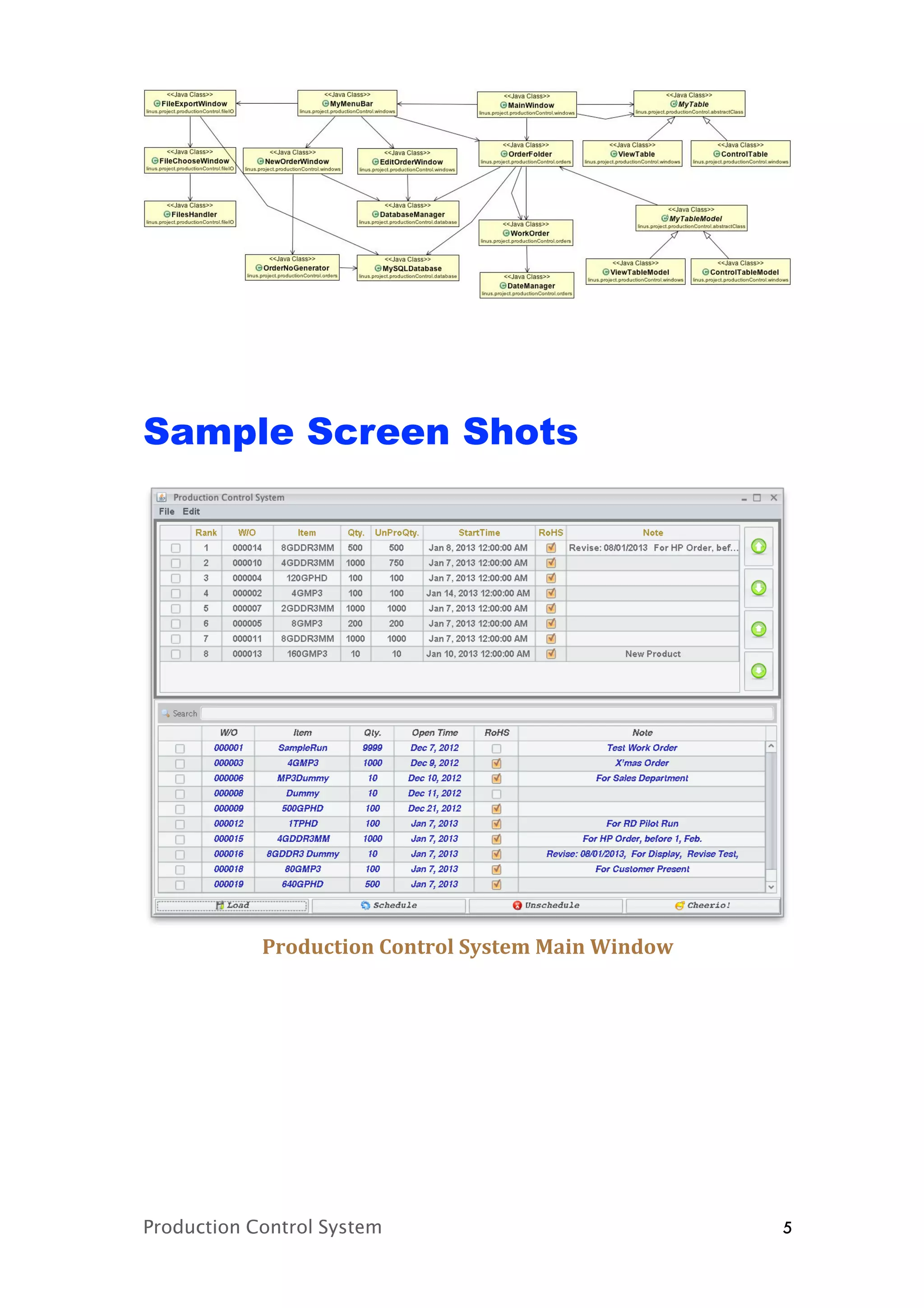 Java Application Portfolio(Production control system) | PDF
