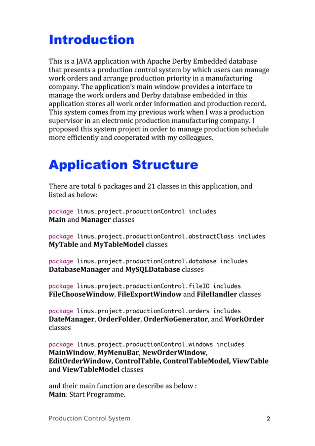Java Application Portfolio(Production control system) | PDF