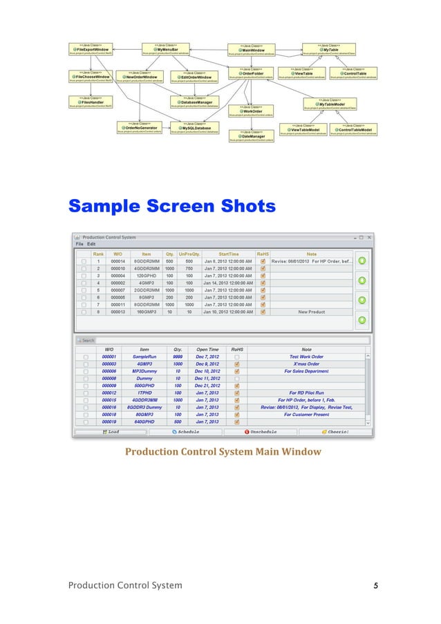 Java Application Portfolio(Production control system) | PDF