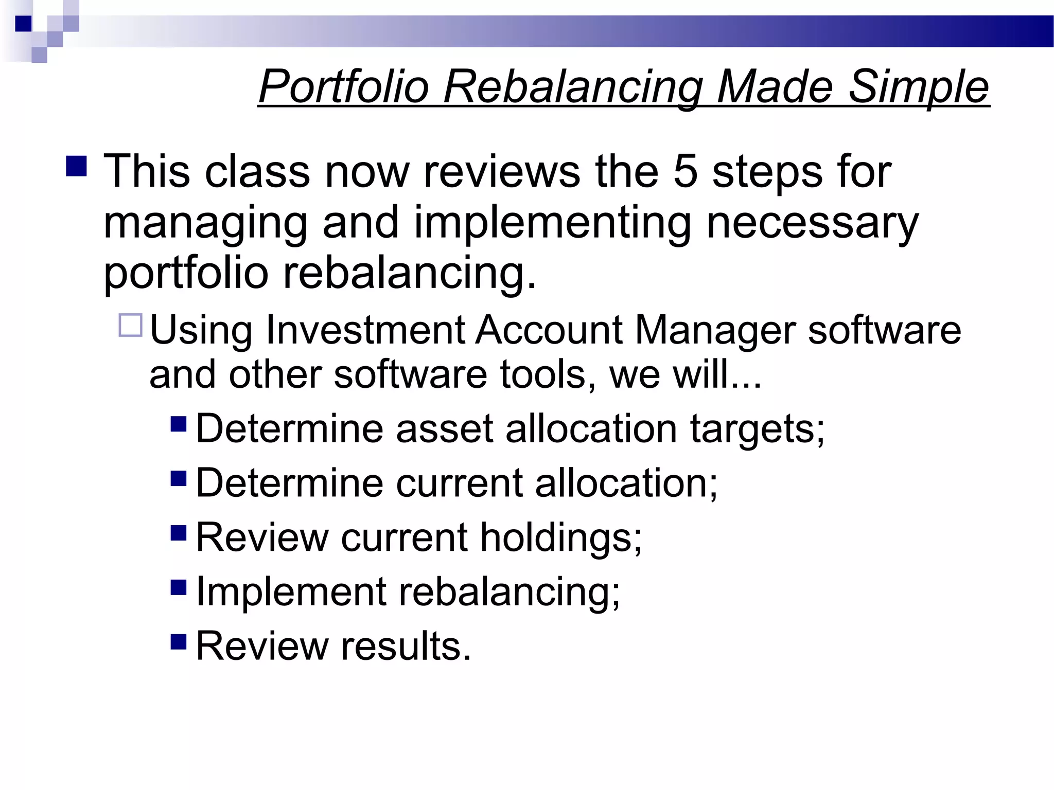 Portfolio rebalancing made simple | PPT