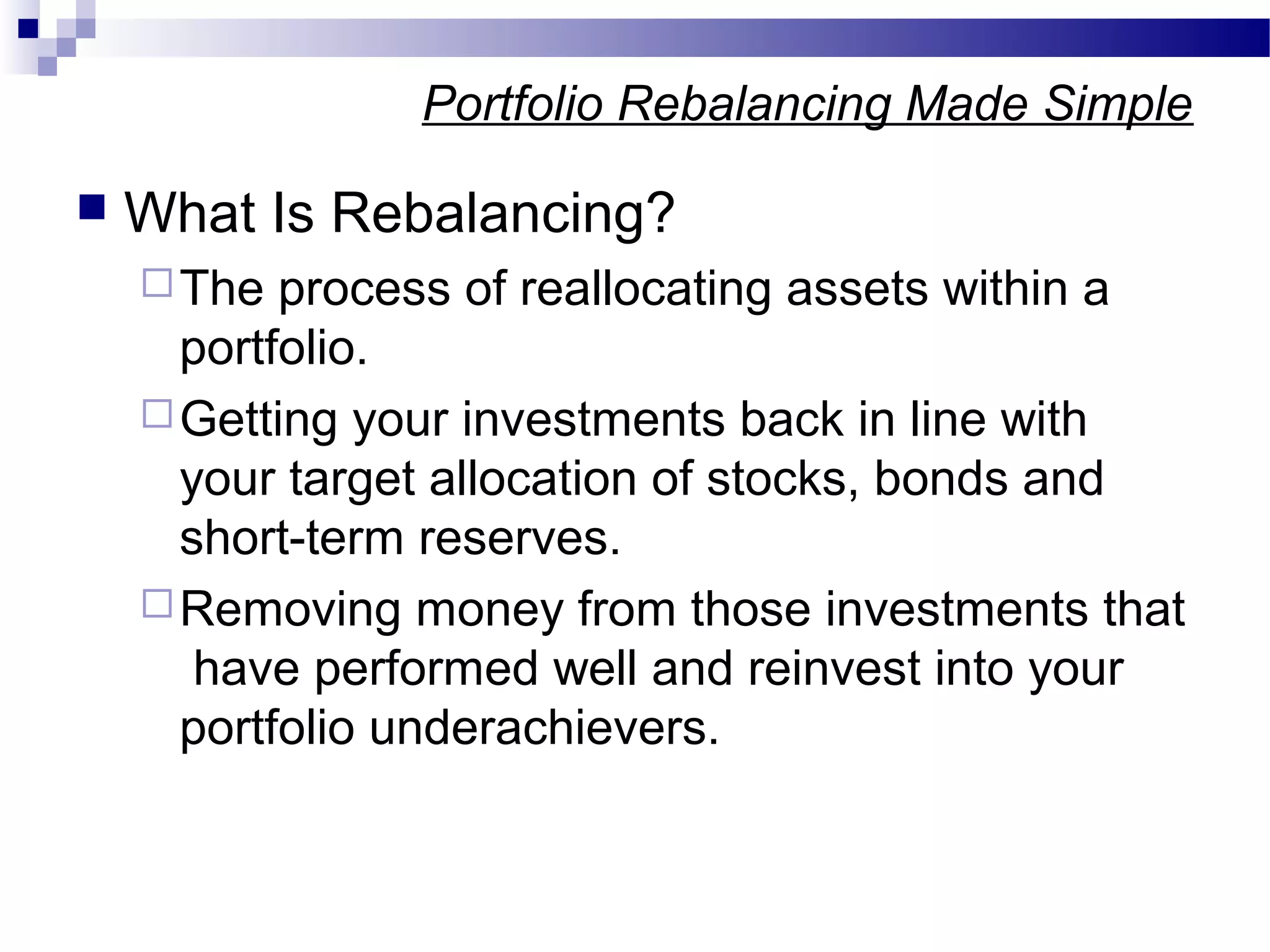 Portfolio rebalancing made simple | PPT