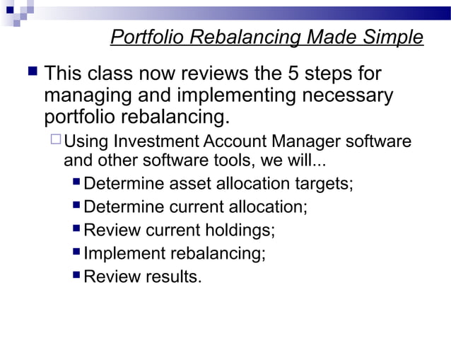 Portfolio rebalancing made simple | PPT