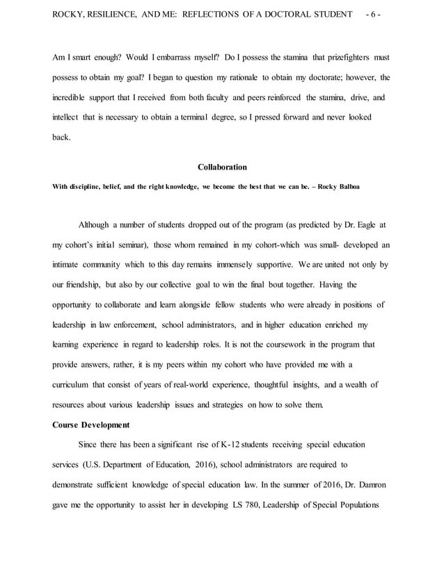 Doctoral Portfolio Reflection Paper | DOCX