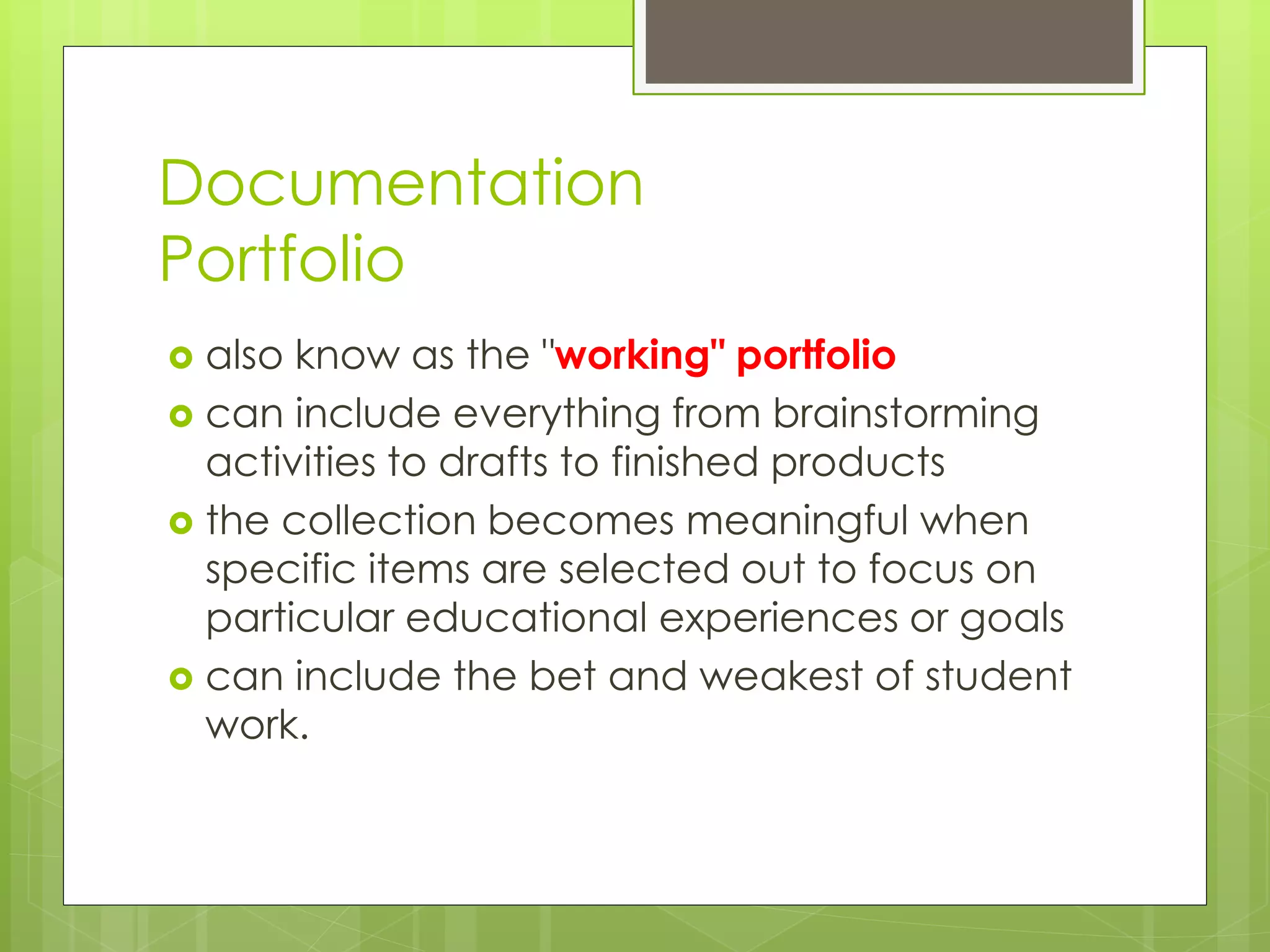 Portfolio For Assessment | PPTX