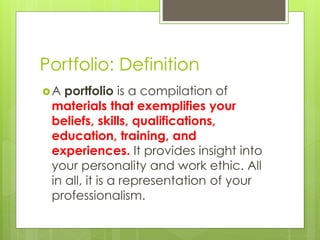 Portfolio For Assessment | PPTX