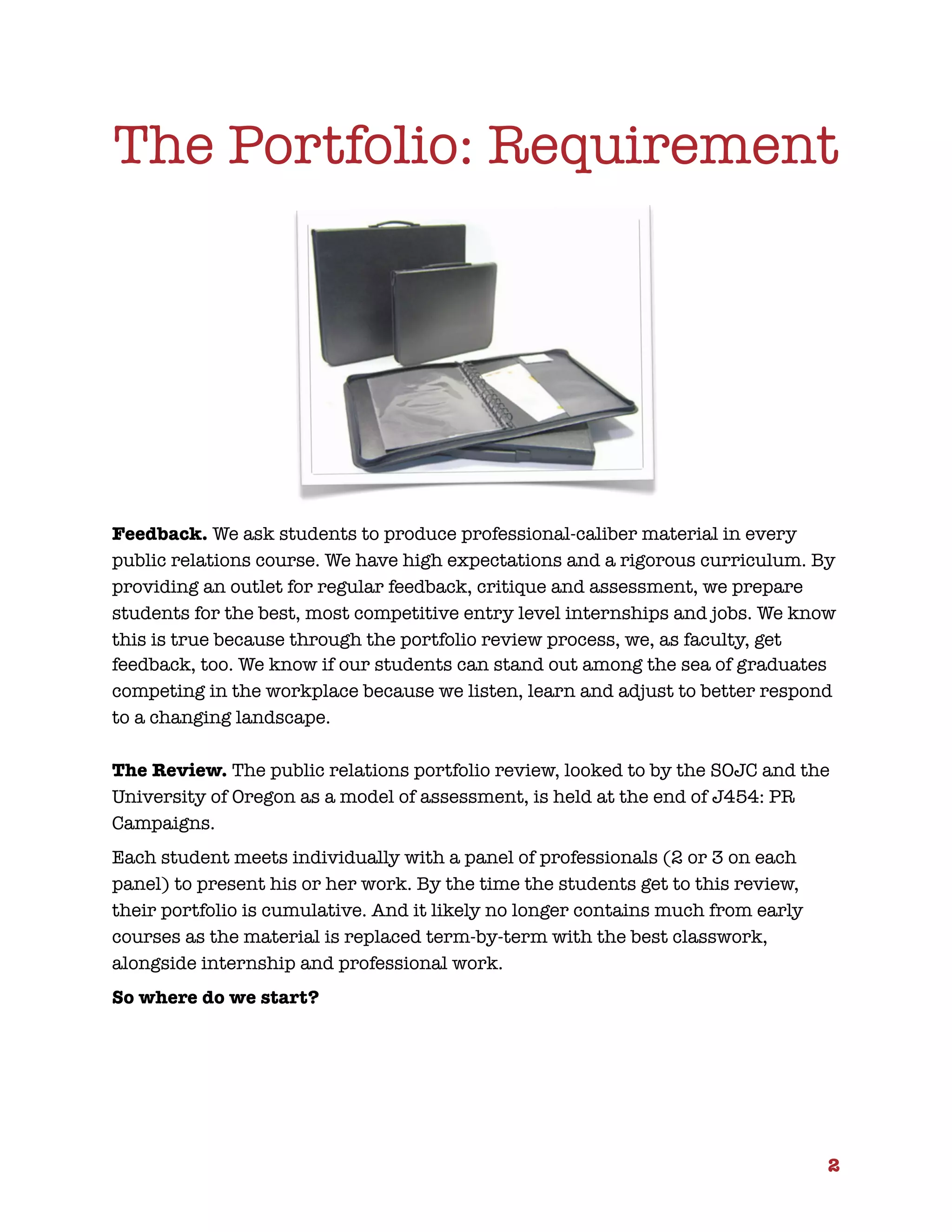 Portfolio Reviews Overview Students | PDF