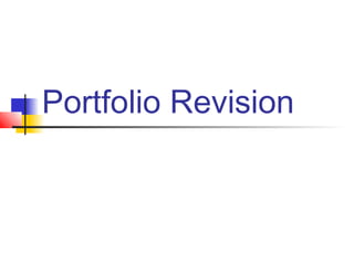 Portfolio revision | PPT
