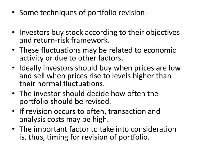 Portfolio Revision | PPTX | Stocks and Bonds | Personal Investing