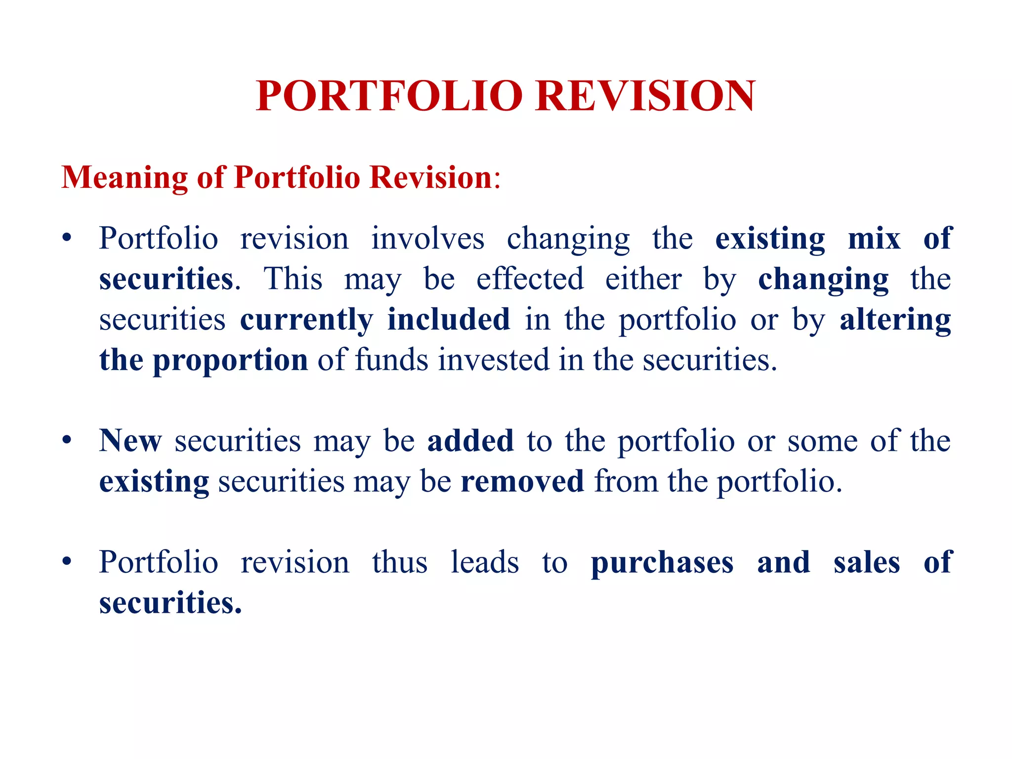 Portfolio revision and evaluation | PPTX