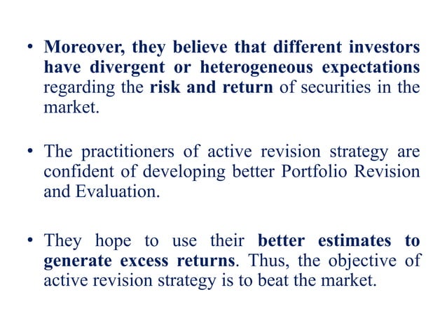 Portfolio revision and evaluation | PPTX