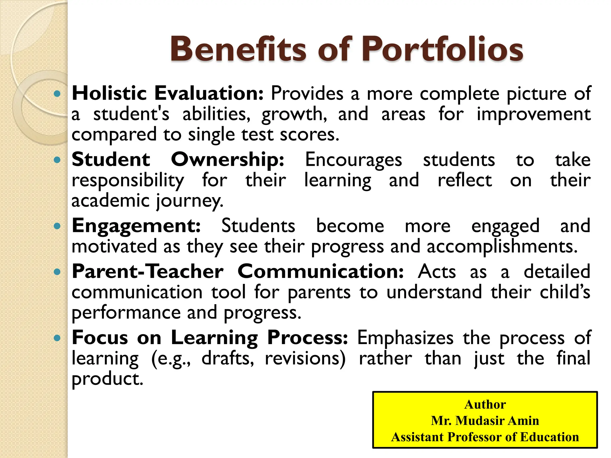 Portfolios : A Comprehensive Overview and Sample Template | PDF