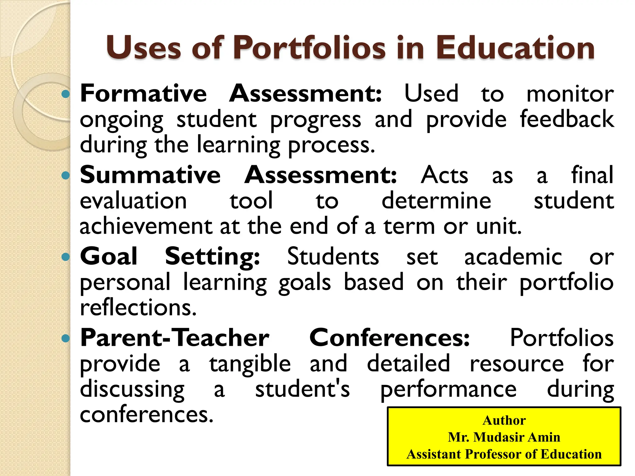 Portfolios : A Comprehensive Overview and Sample Template | PDF