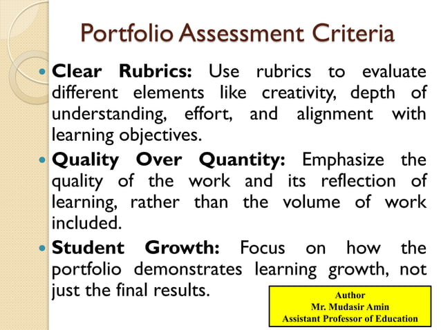 Portfolios : A Comprehensive Overview and Sample Template | PPT