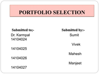 Portfolio selection final | PPTX