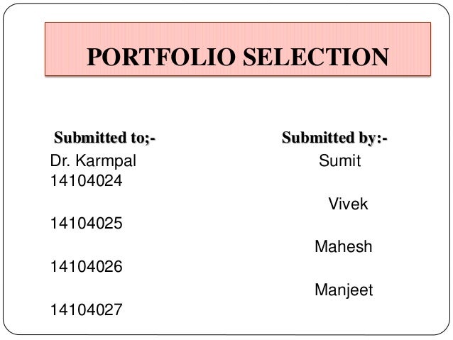 Portfolio selection final