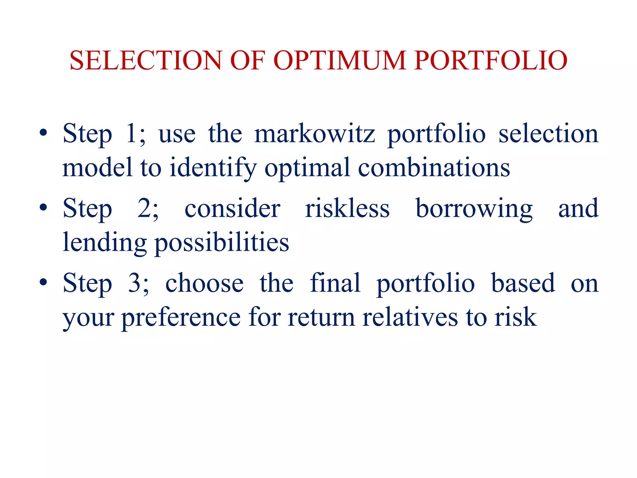 Portfolio selection, markowitz model | PPTX