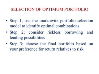 Portfolio selection, markowitz model | PPTX