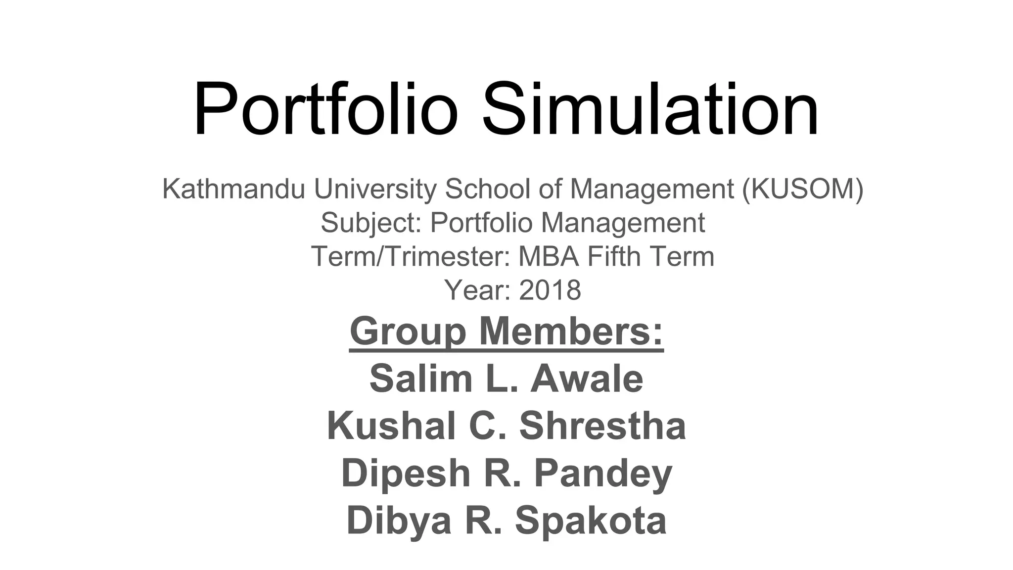 PORTFOLIO SIMULATION | PPTX