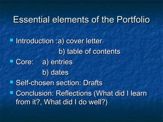 Portfolios in self assessment | PPT