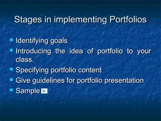 Portfolios in self assessment | PPT