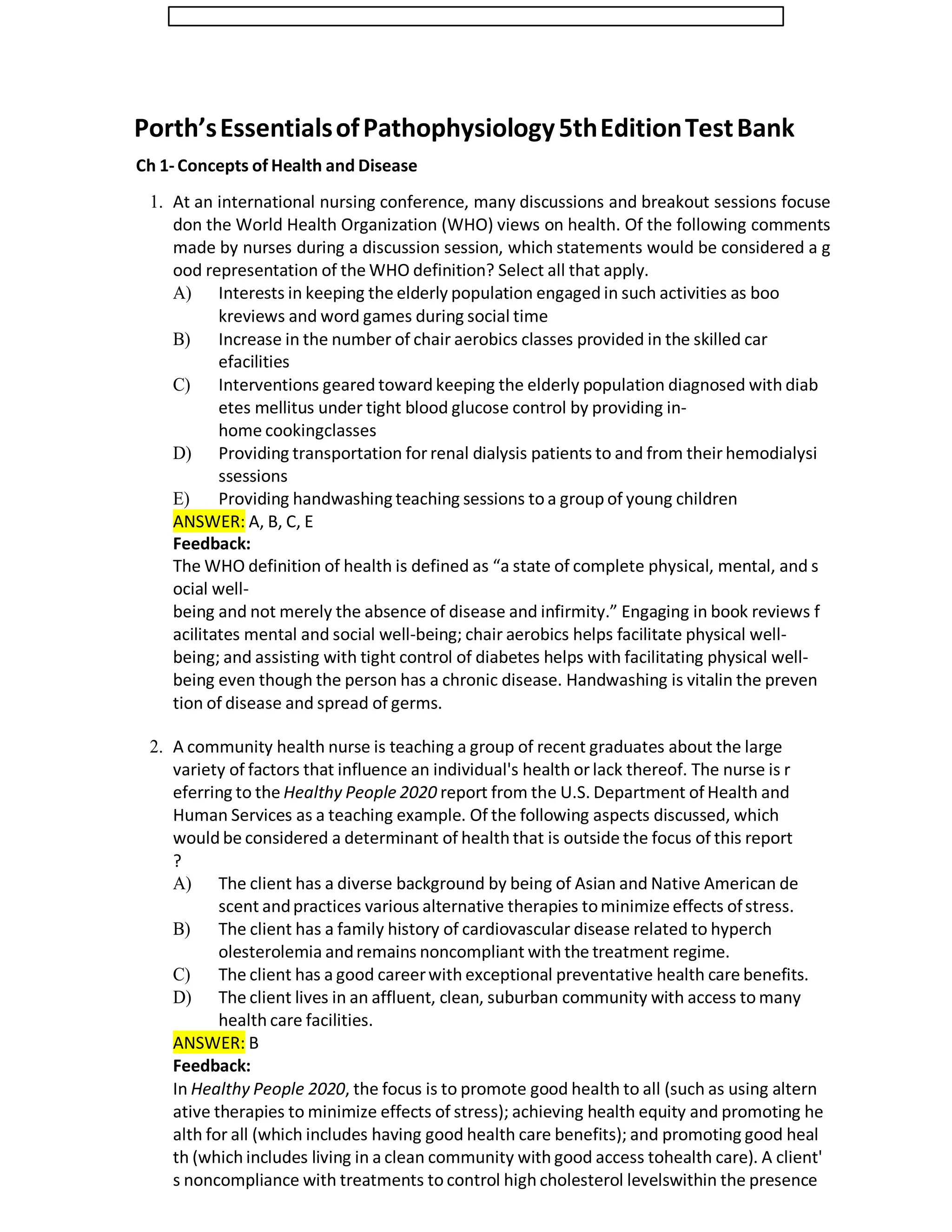 Porth s essentials of pathophysiology 5th edition by tommie norris | PDF