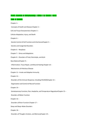 Porth s essentials of pathophysiology 5th edition by tommie norris | PDF