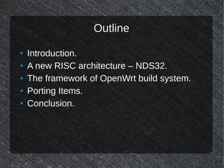 Porting a new architecture (NDS32) to open wrt project | PDF