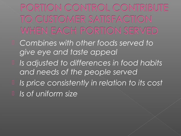 Portion control | PPT | Business | Business and Finance