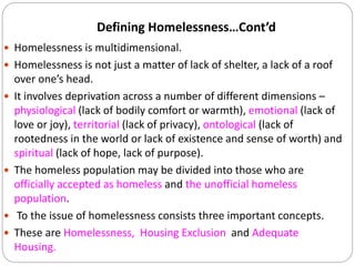 Portion Three Homelessness: Lecture Note.ppt