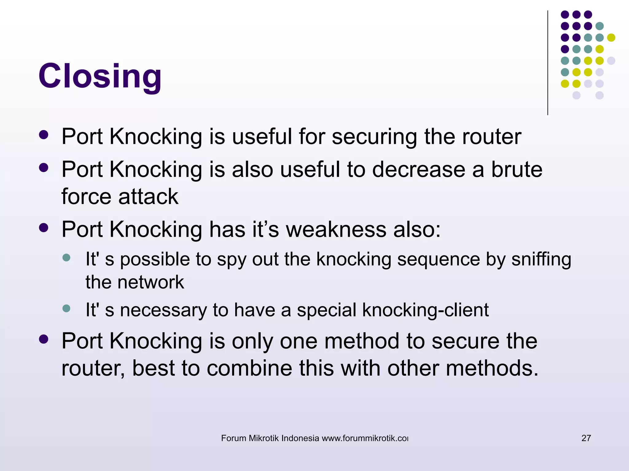 MikroTik Firewall : Securing your Router with Port Knocking | PDF | Computer Networking | Computing