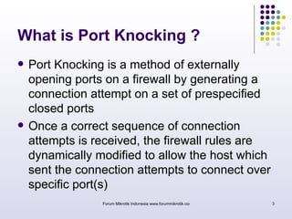 MikroTik Firewall : Securing your Router with Port Knocking | PDF | Computer Networking | Computing