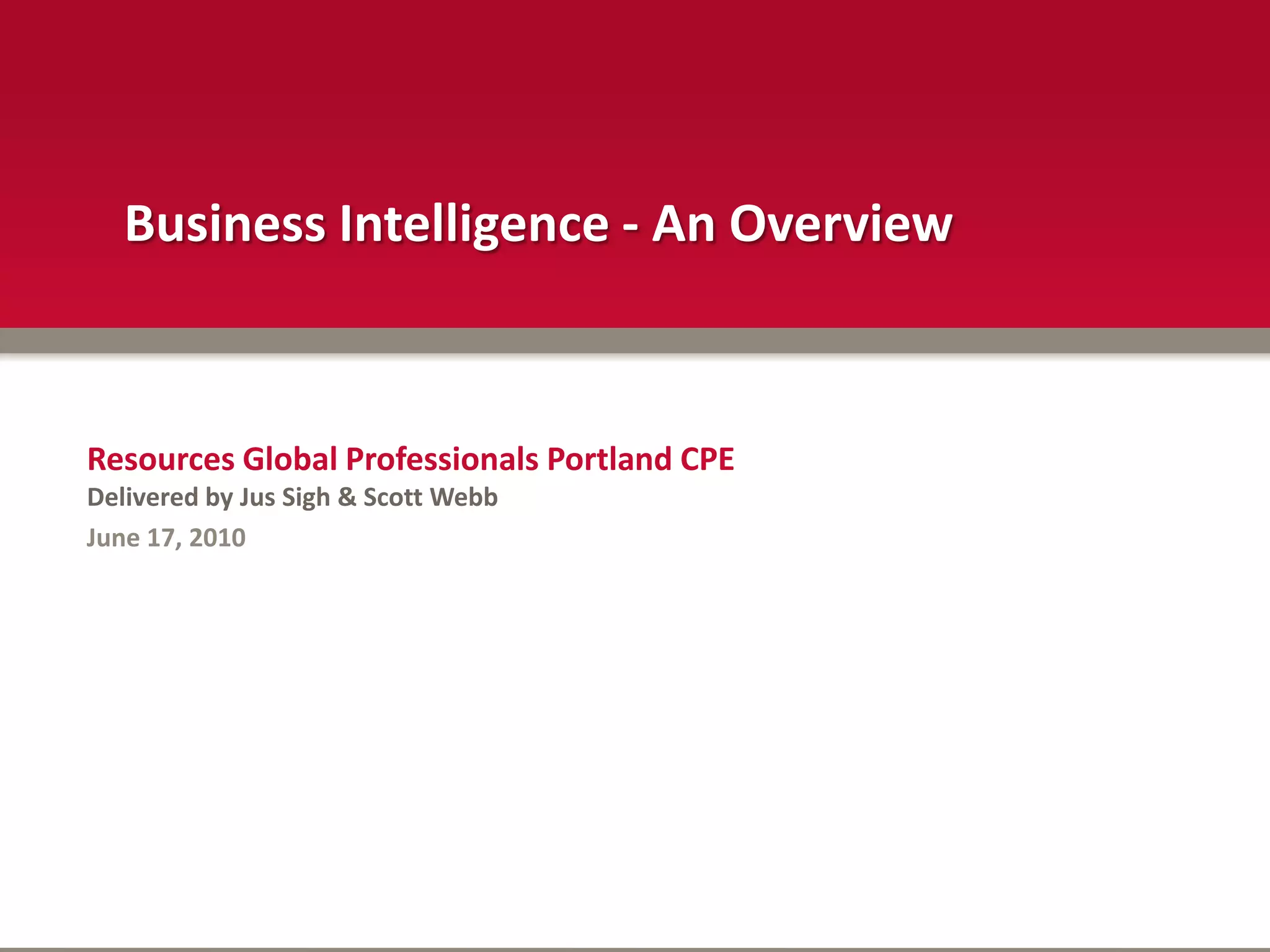 RGP Business Intelligence Overview | PPT