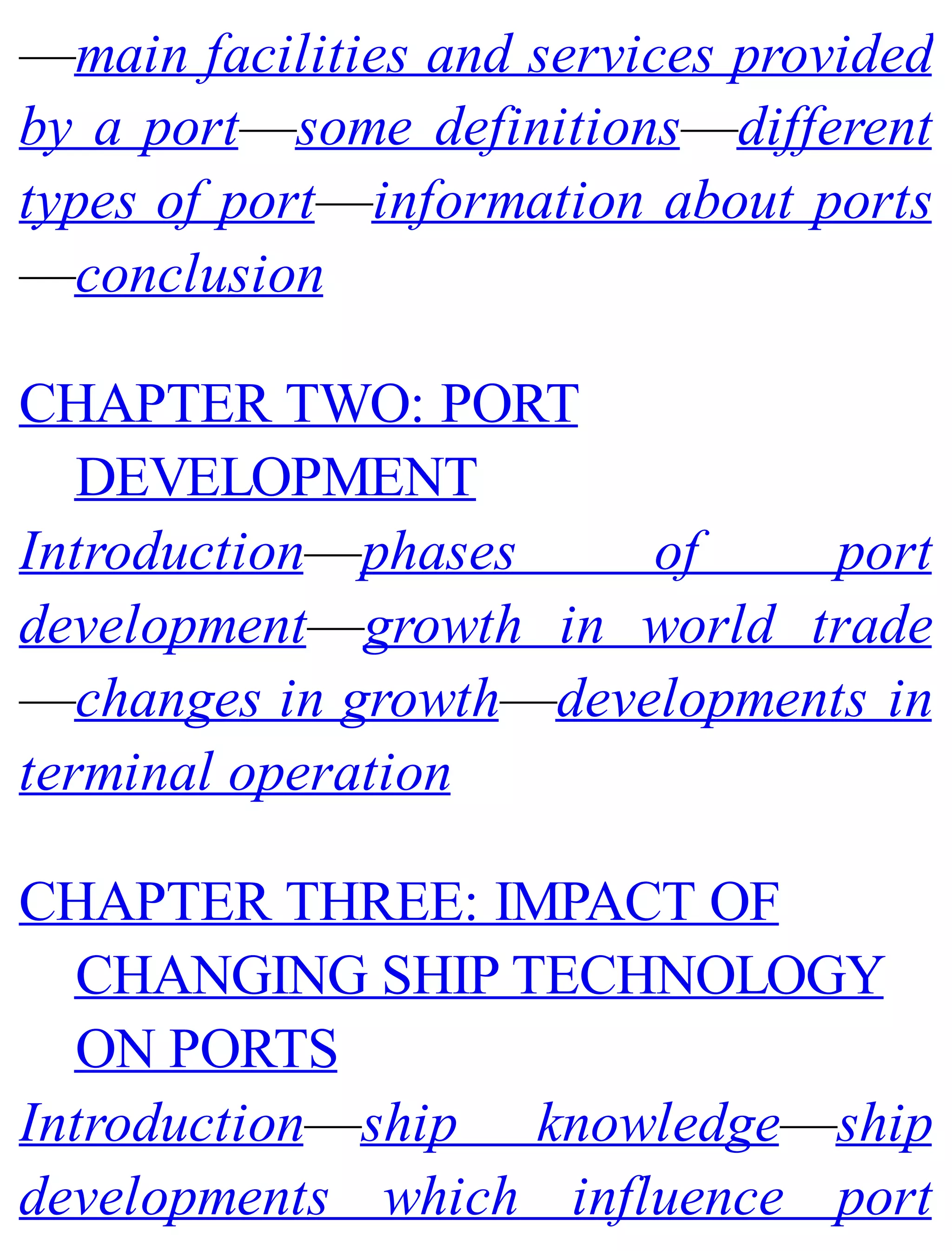 Port management and operations | PDF