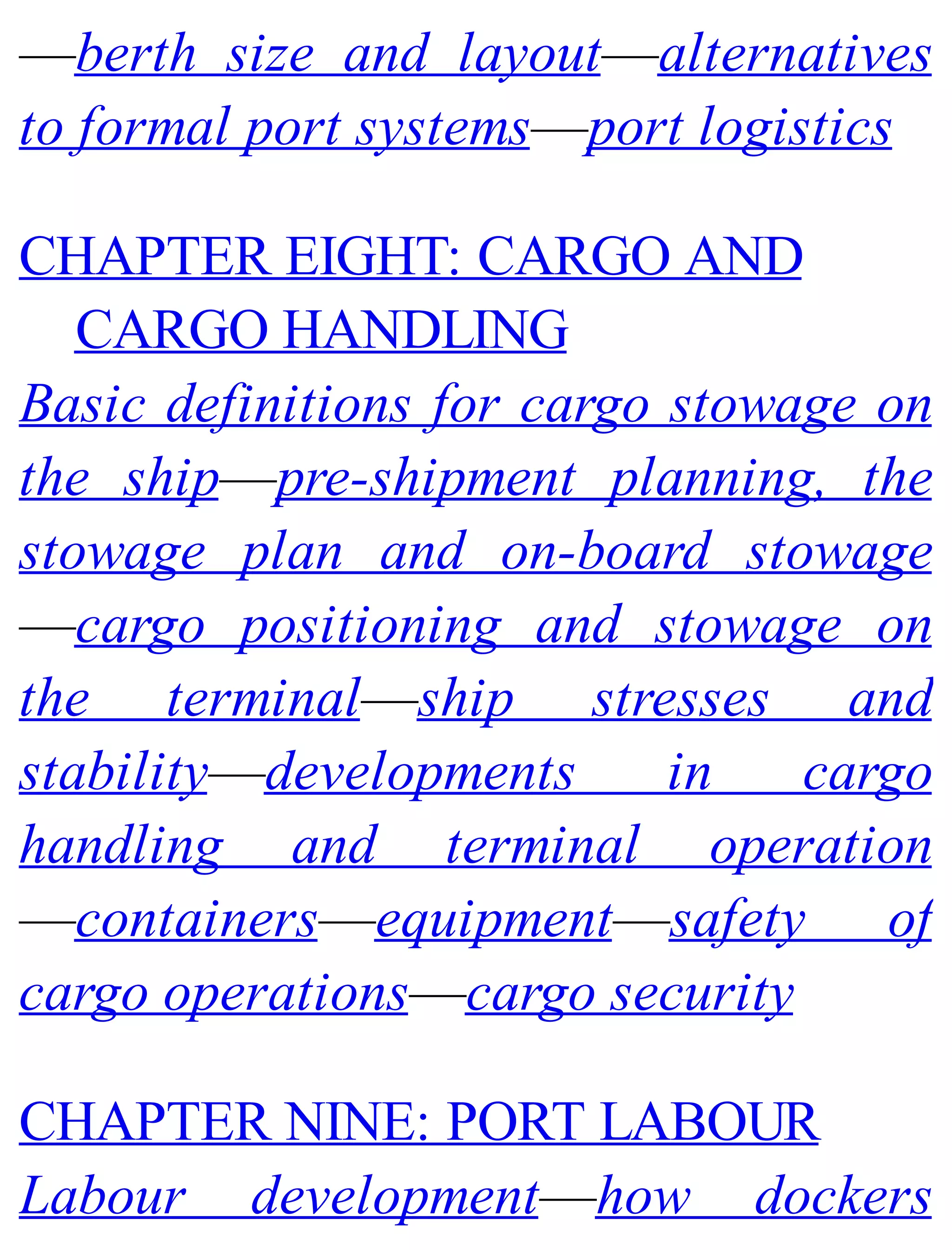 Port management and operations | PDF