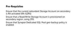 Disaster Recovery Synapse | PPTX