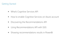 Microsoft Cognitive Services - Recommendations API: Your first recommendations model | PPT