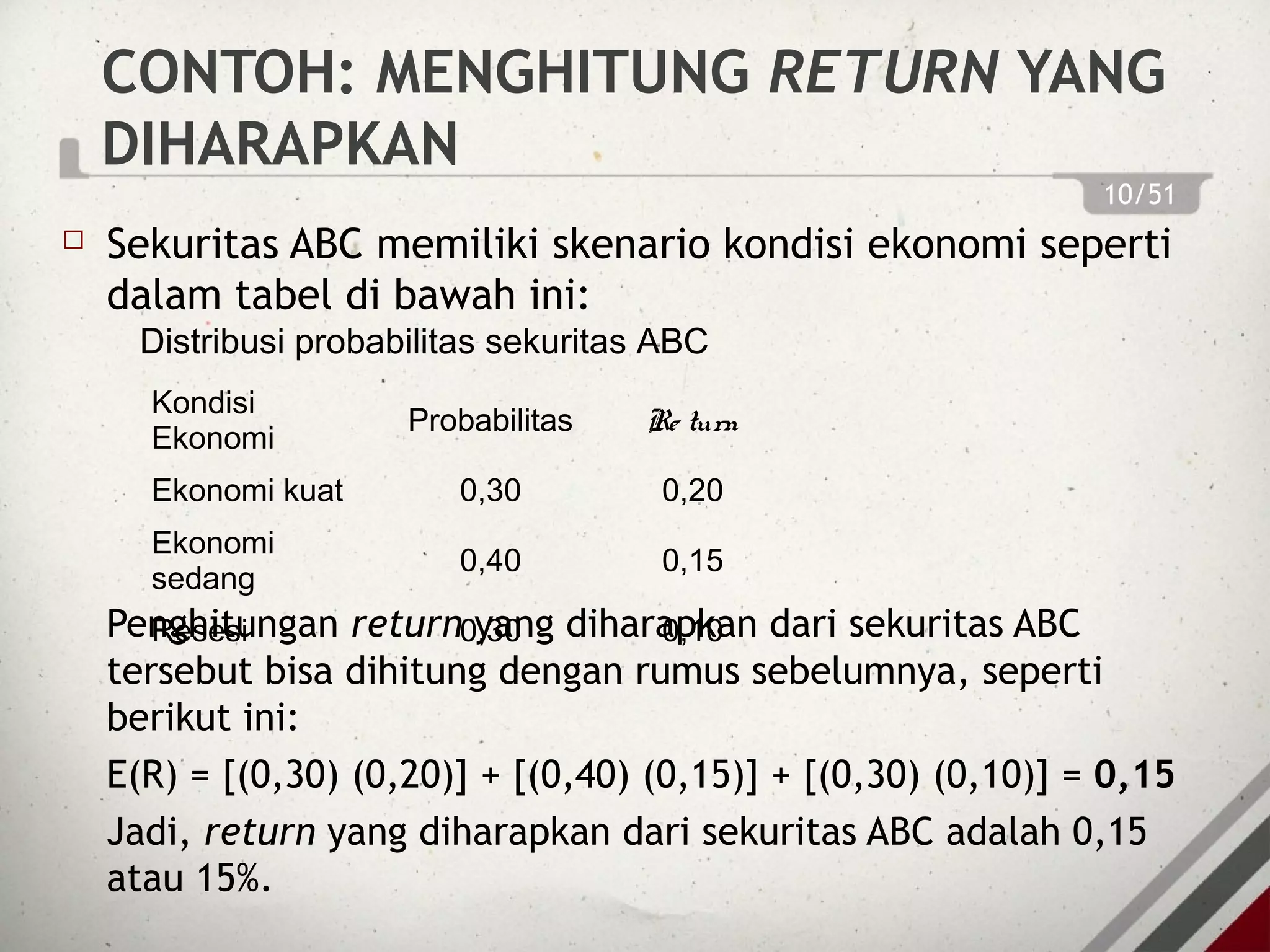 Portofolio investasi-bab-4-return-yang-diharapkan-resiko-portofolio | PPT