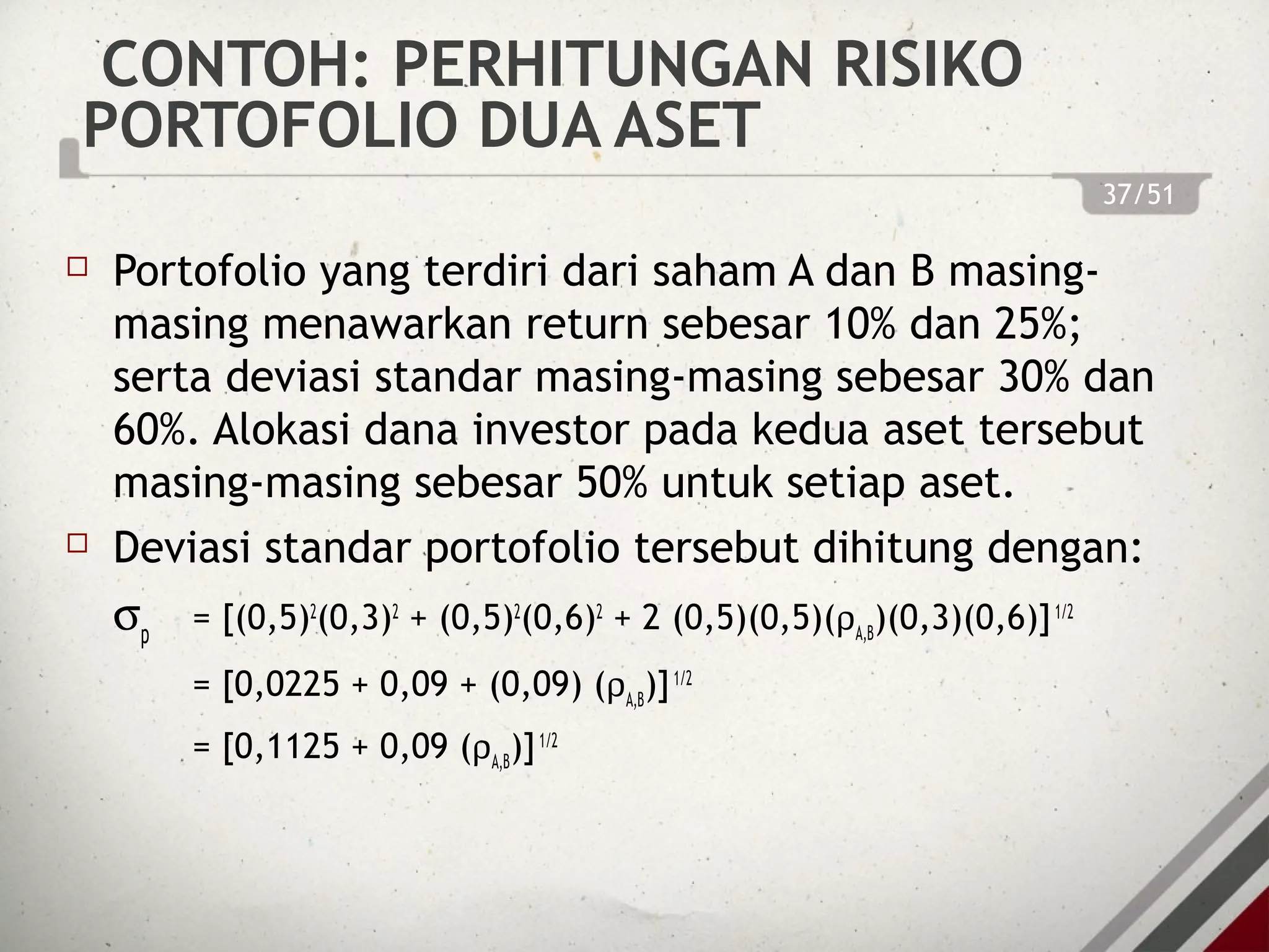 Portofolio investasi-bab-4-return-yang-diharapkan-resiko-portofolio | PPT